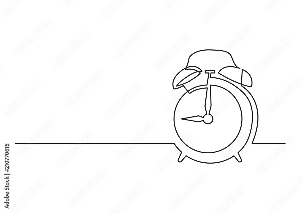 continuous line drawing of alarm clock Stock Vector | Adobe Stock