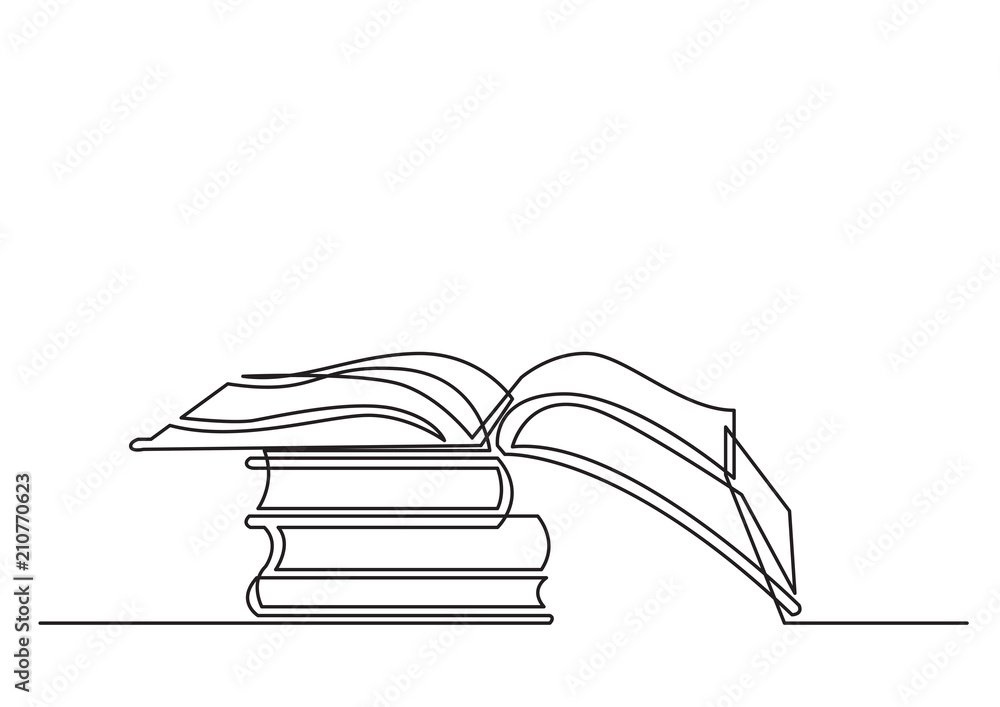 continuous line drawing of books Stock Vector | Adobe Stock