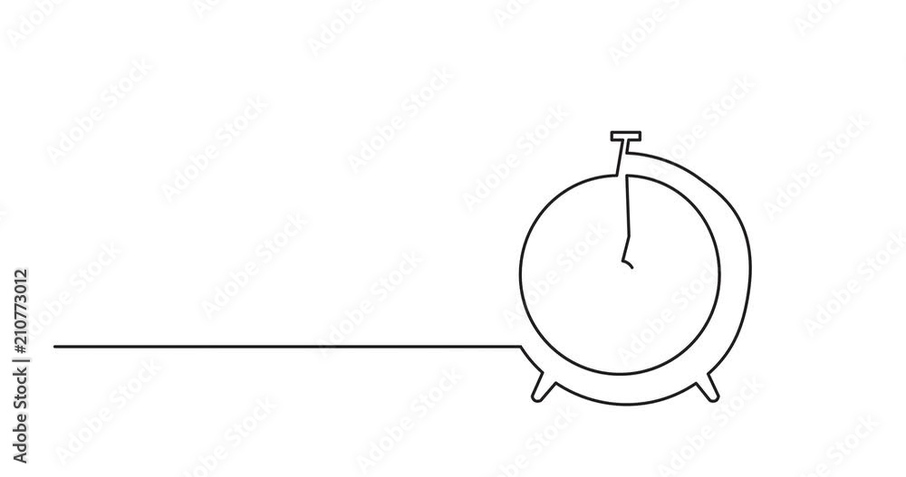 continuous line drawing of alarm clock Stock Video | Adobe Stock