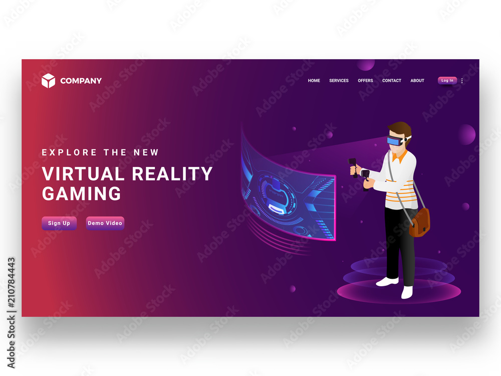 Boy wearing VR glasses playing video game with joystick, responsive ...