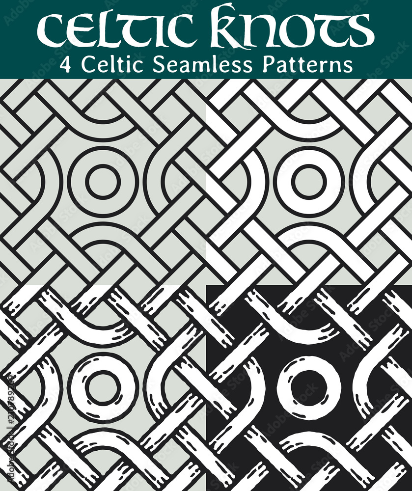 Celtic Seamless Patterns. 4 different versions of a seamless pattern ...