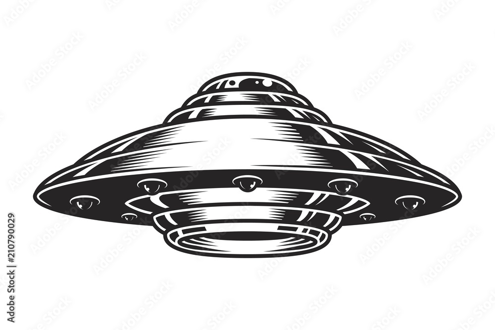 Vintage UFO spaceship concept เวกเตอร์สต็อก | Adobe Stock