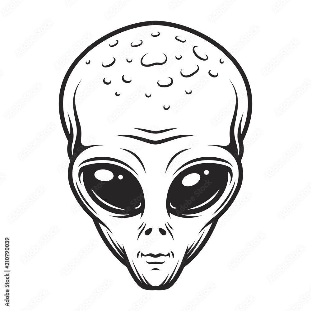 Vintage monochrome alien face concept Stock Vector | Adobe Stock