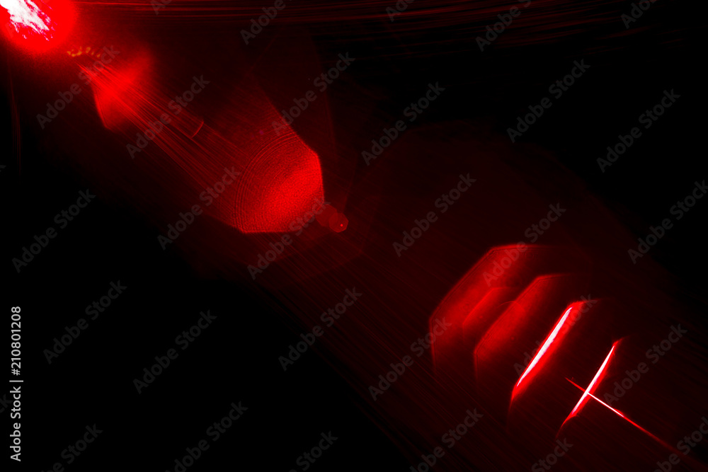 Camera lens flare by laser light create hexagons of objective iris ...