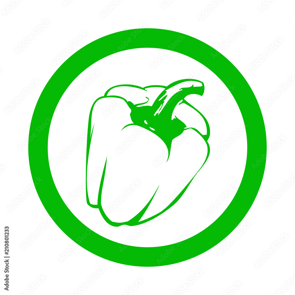 Icono plano pimiento en circulo verde Stock Illustration | Adobe Stock