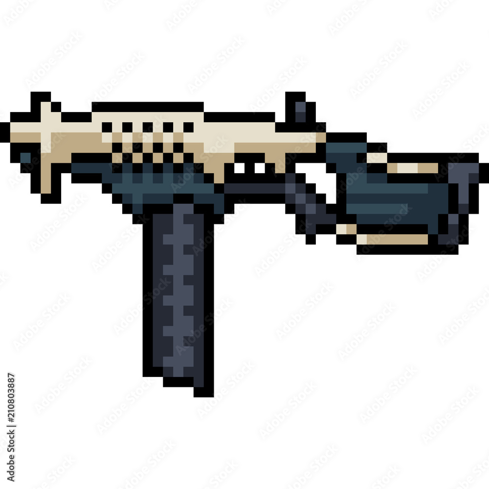vector pixel art sci fi machine gun Stock Vector | Adobe Stock