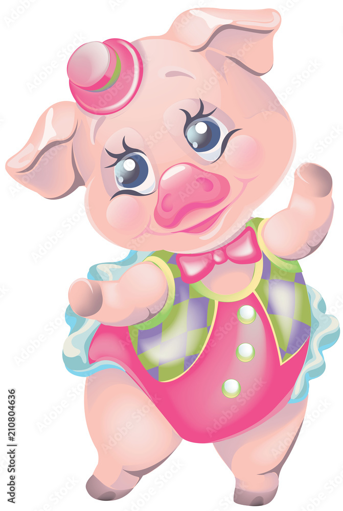 vector clipart cartoon pig in carnival circus suit Stock Vector | Adobe ...