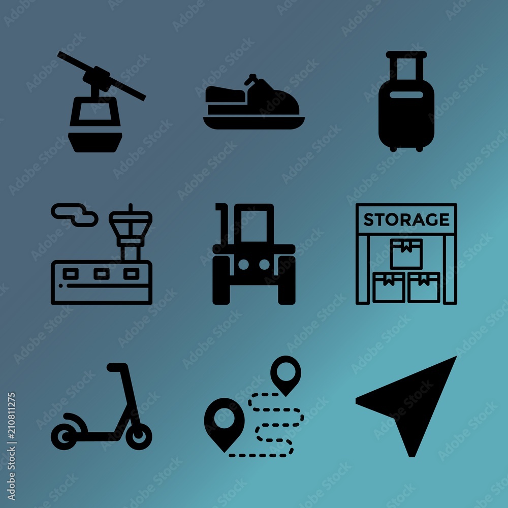 Vector icon set about transport with 9 icons related to safety ...
