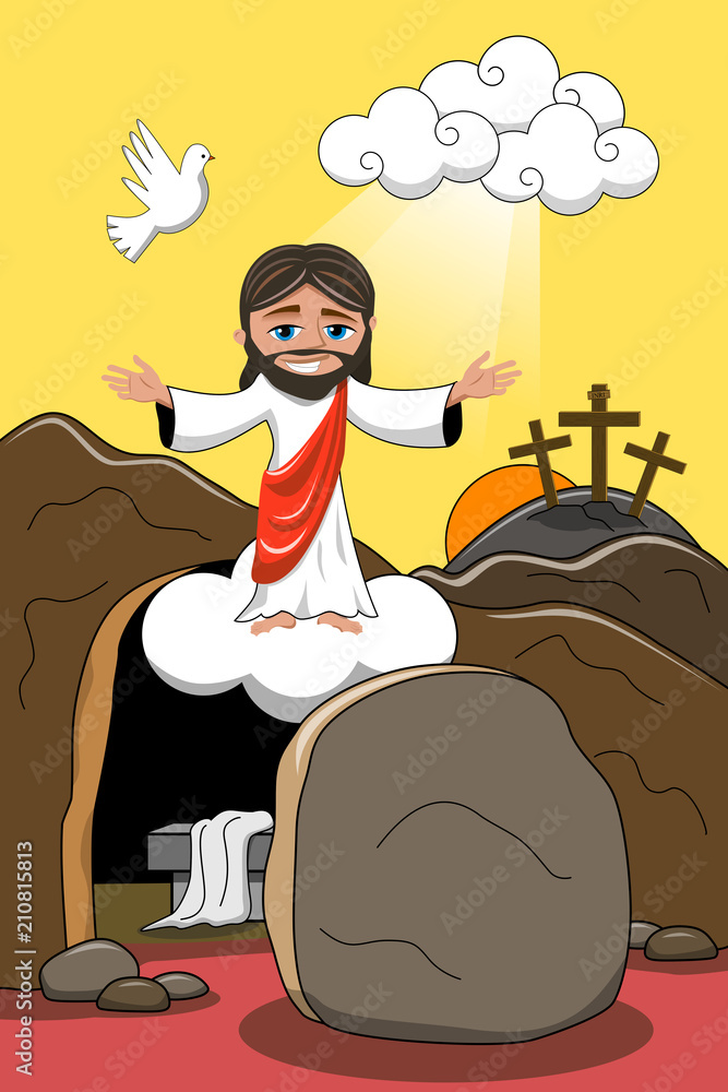 Jesus Christ Resurrection Tomb Rising Stock Vector | Adobe Stock