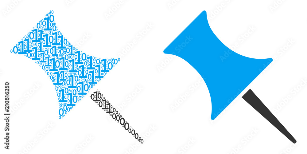 Pin mosaic icon of zero and null digits in random sizes. Vector digit ...