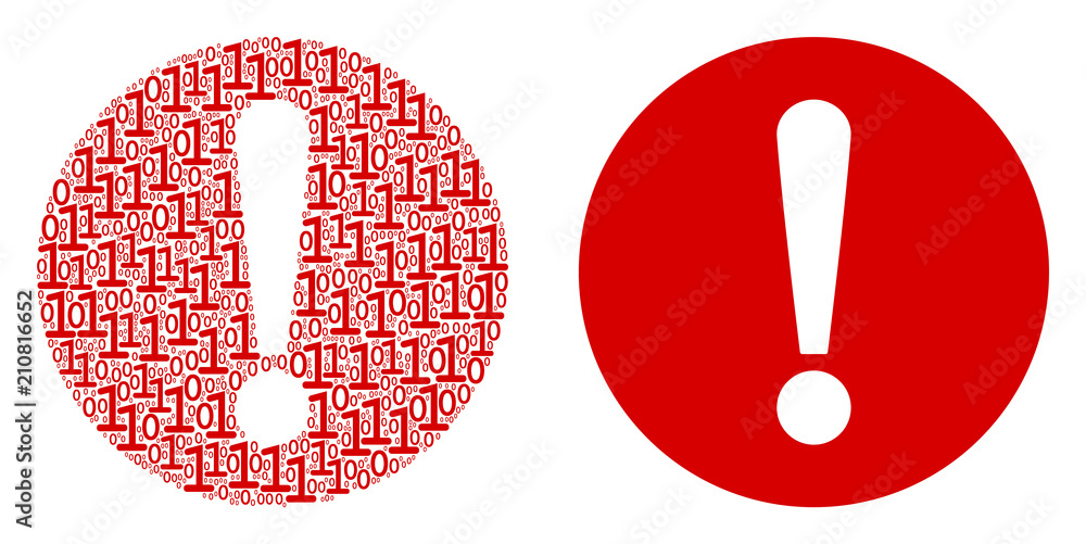 Problem composition icon of zero and one symbols in randomized sizes ...