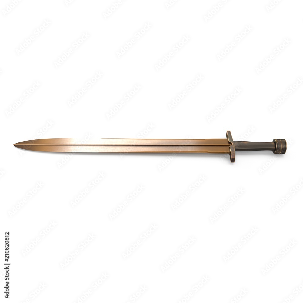 Greek Xiphos Sword on white. Side view. 3D illustration Stock ...