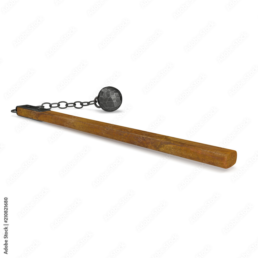 Medieval Flail with Ball and Chain on white. 3D illustration Stock ...