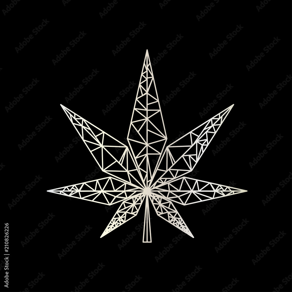 cannabis outline vector isolated black background Stock Vector | Adobe ...