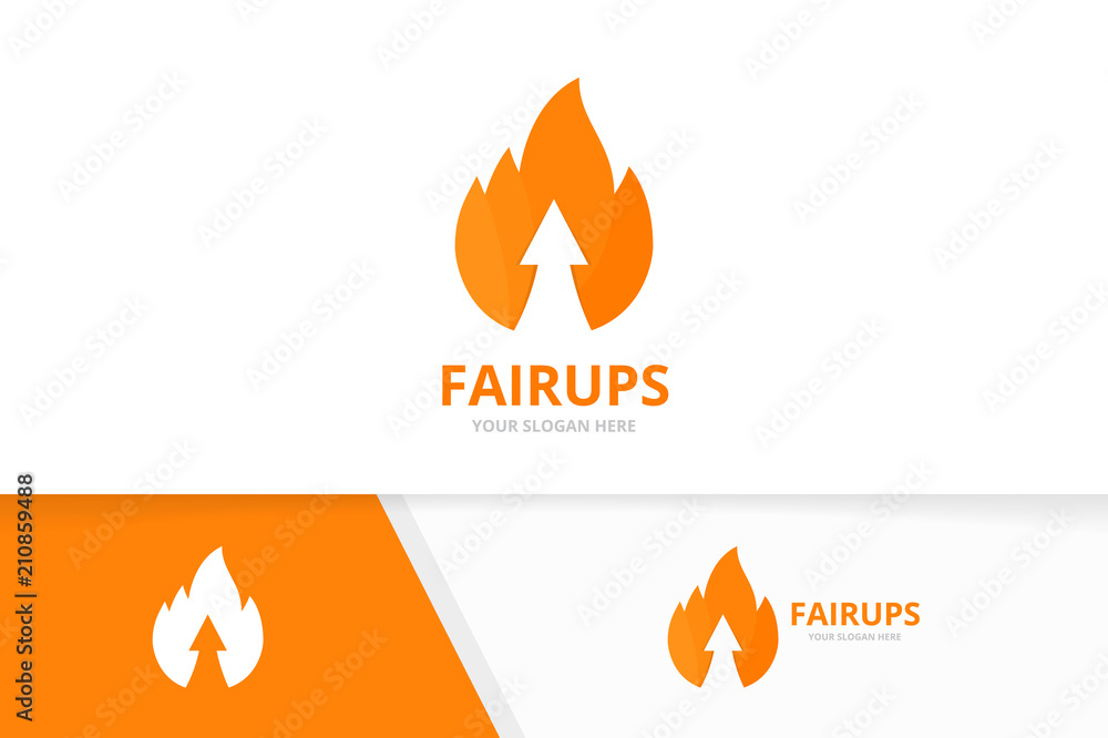 Vector fire and arrow up logo combination. Flame and growth symbol or ...