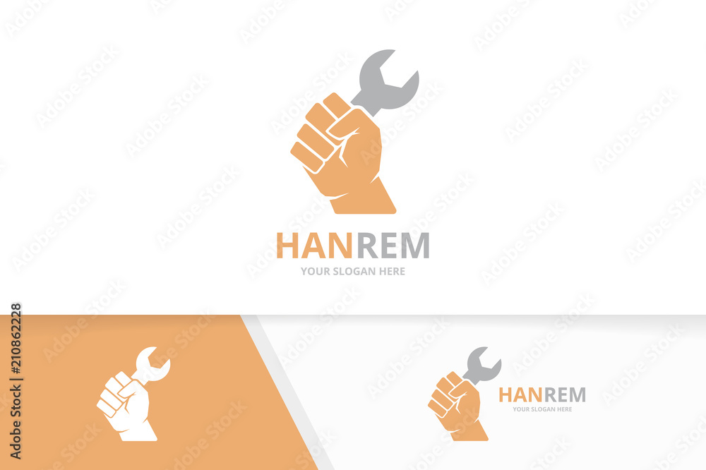 Vector fist and repair logo combination. Hand and fix symbol or icon ...