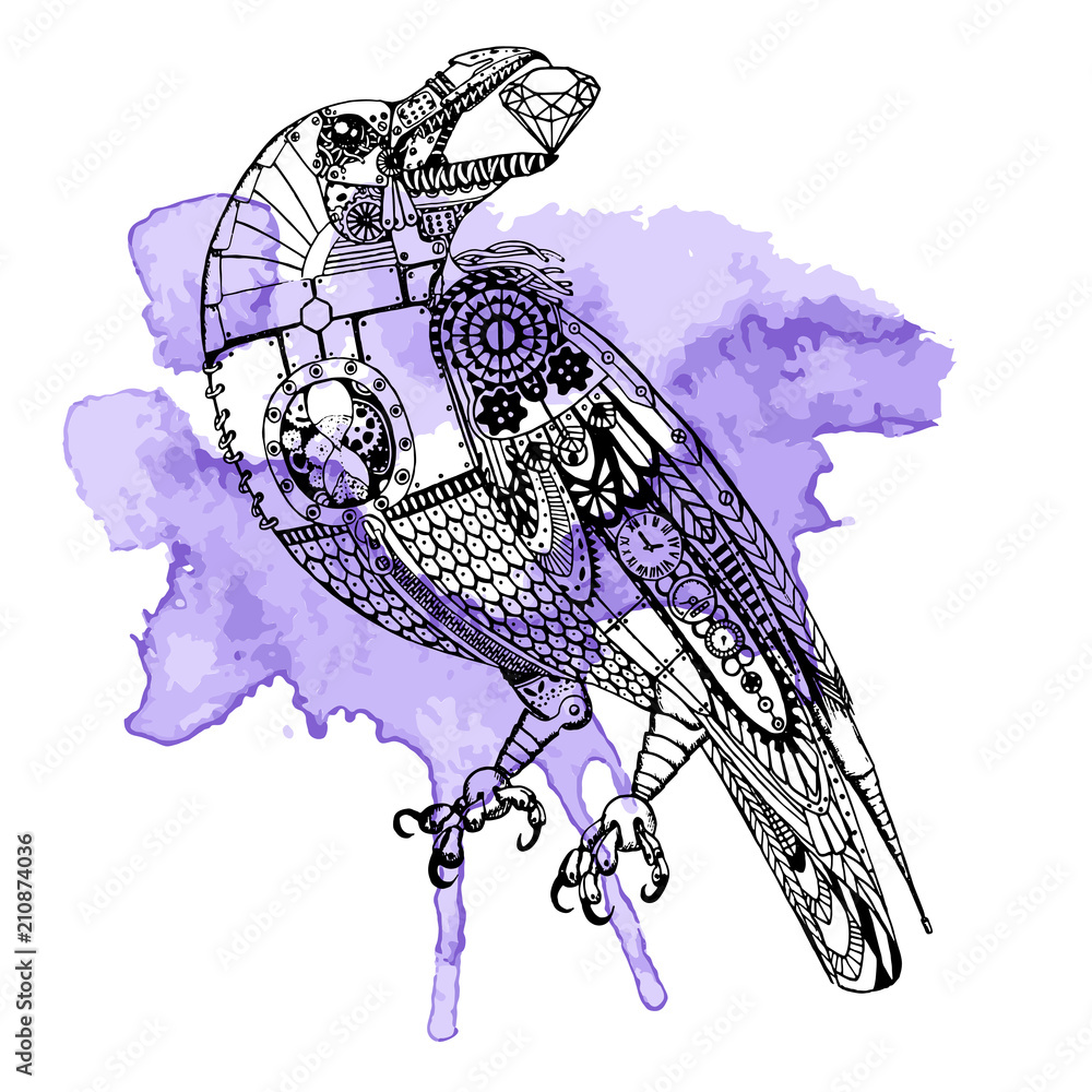 Steampunk Raven Drawing