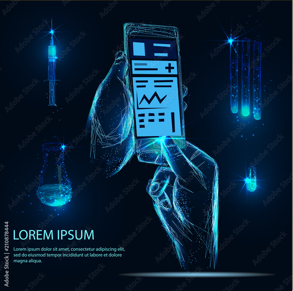 Mobile medicine, mhealth, online doctor. Banner. Abstract image of a ...