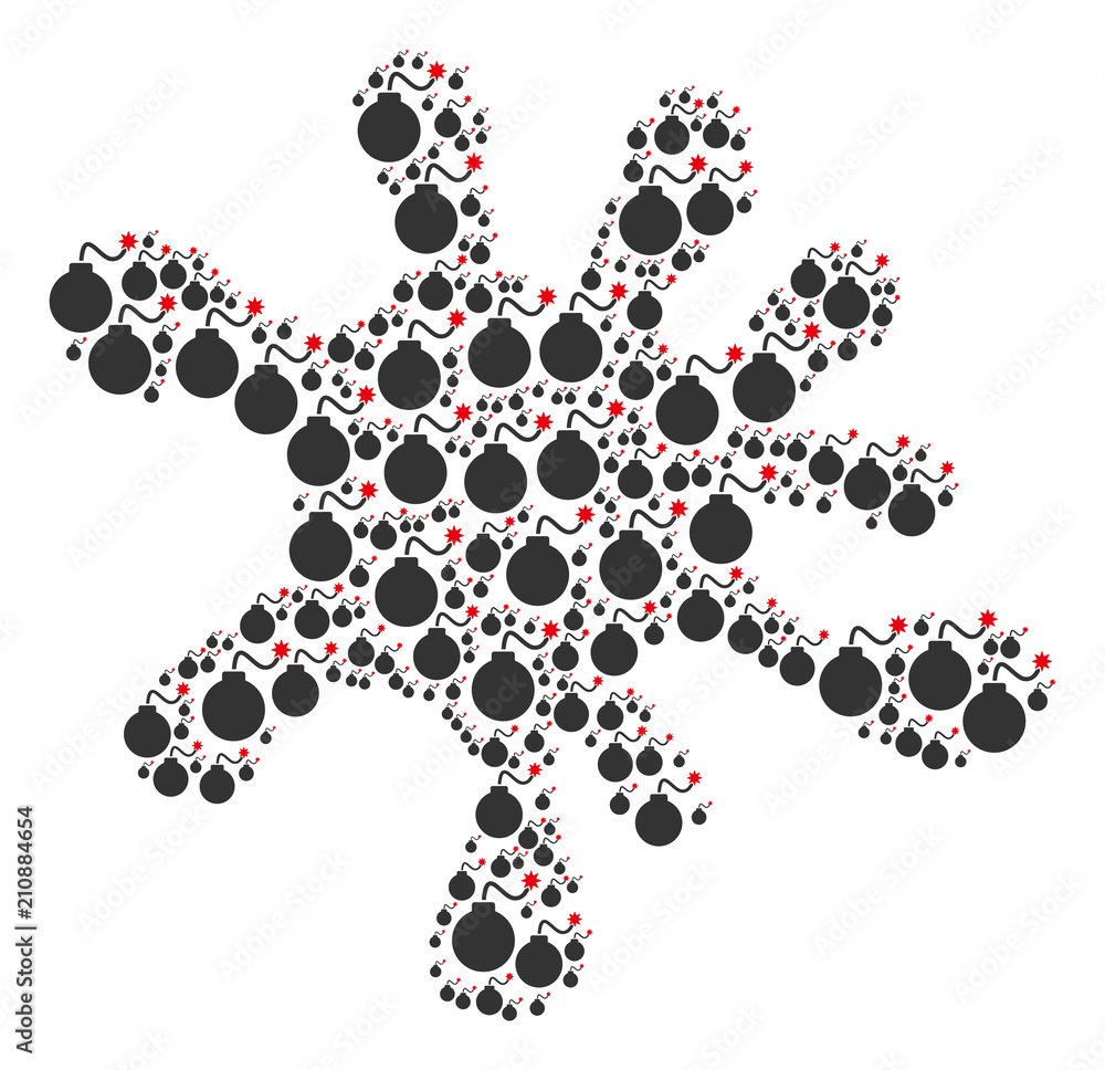 Blot area built with bomb objects in various sizes. Abstract vector ...