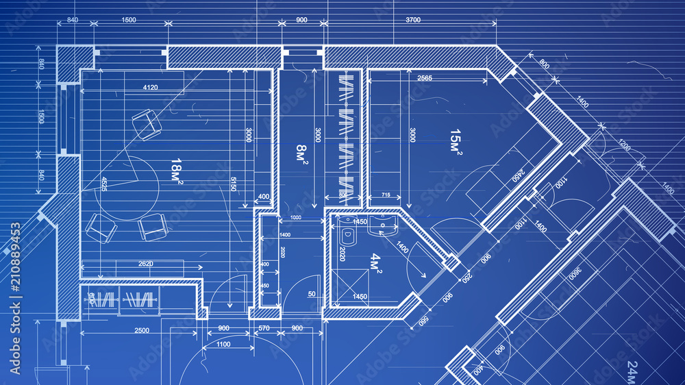 vector architectural plan - abstract architectural blueprint of a ...