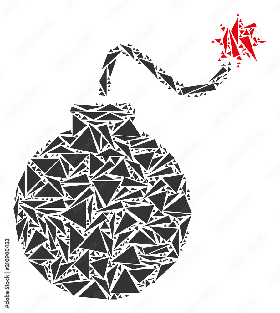 Bomb mosaic of triangle items in variable sizes and shapes. Vector ...