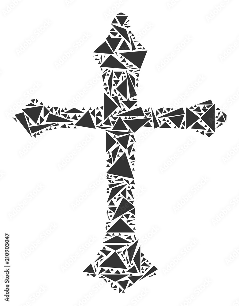 Christian cross mosaic of triangle elements in variable sizes and ...
