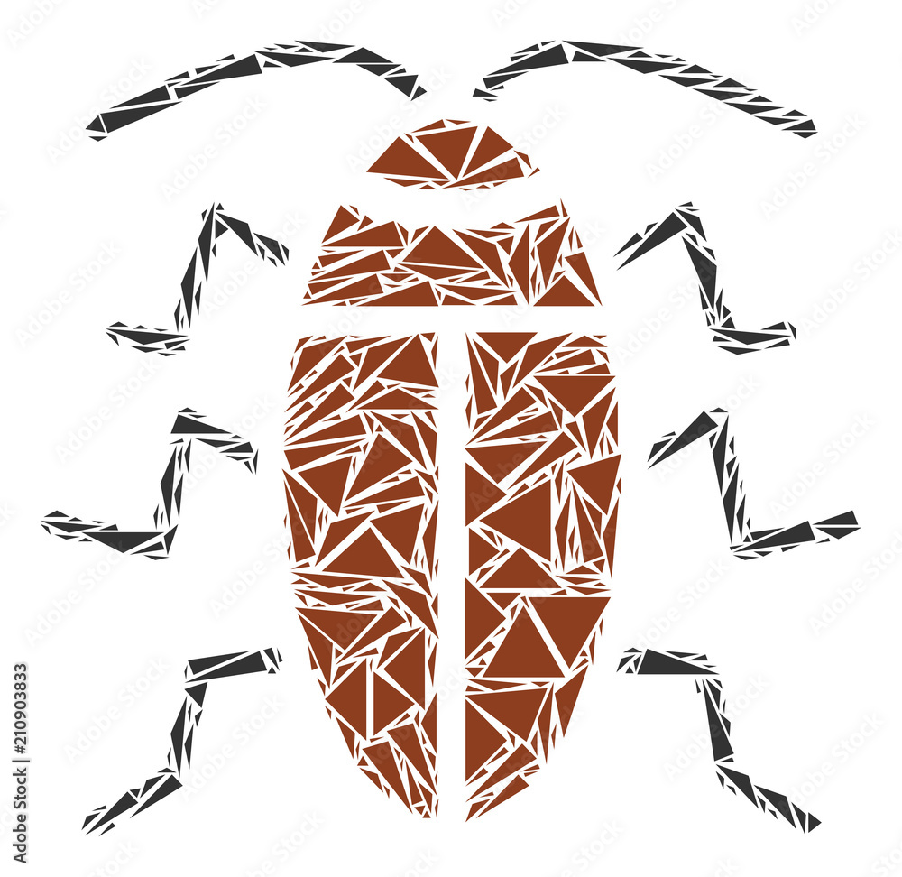 Cockroach mosaic of triangle elements in various sizes and shapes ...