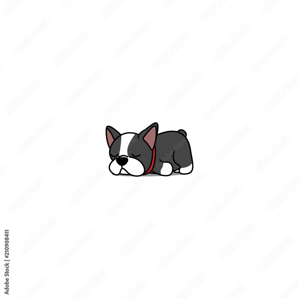 Lazy boston terrier puppy cartoon, vector illustration Stock Vector ...