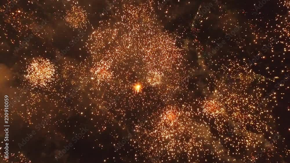 Vidéo Stock Bright firework explosion in the night sky. Fireworks ...