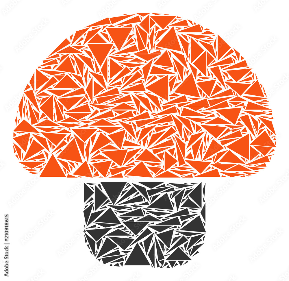 Mushroom mosaic of triangle items in variable sizes and shapes. Vector ...