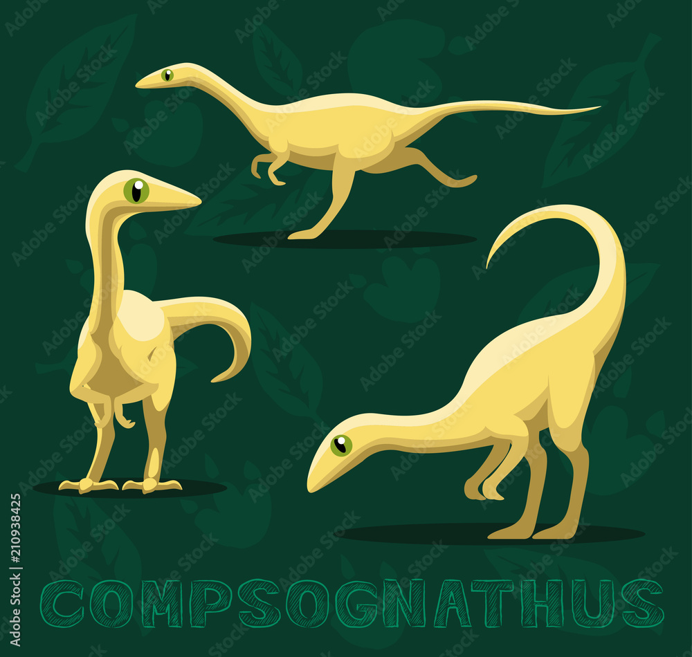 Dinosaur Compsognathus Cartoon Vector Illustration Stock Vector | Adobe ...