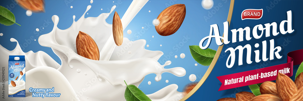 Almond milk ads Stock Vector | Adobe Stock