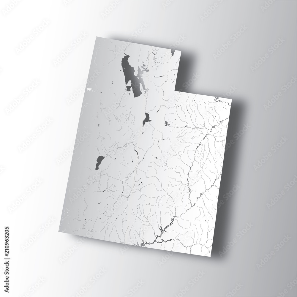U.S. states - map of Utah with paper cut effect. Please look at my ...