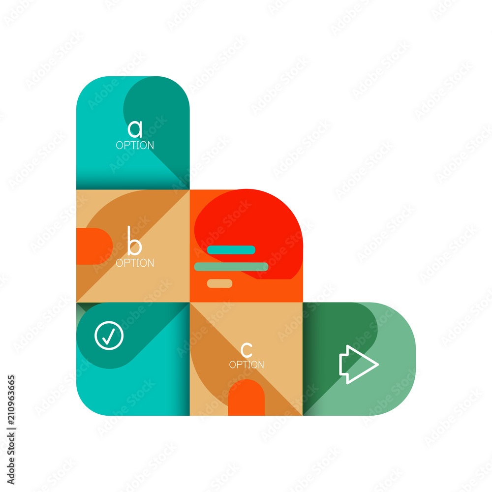 Infographics option and step by step in rounded squares, element of ...