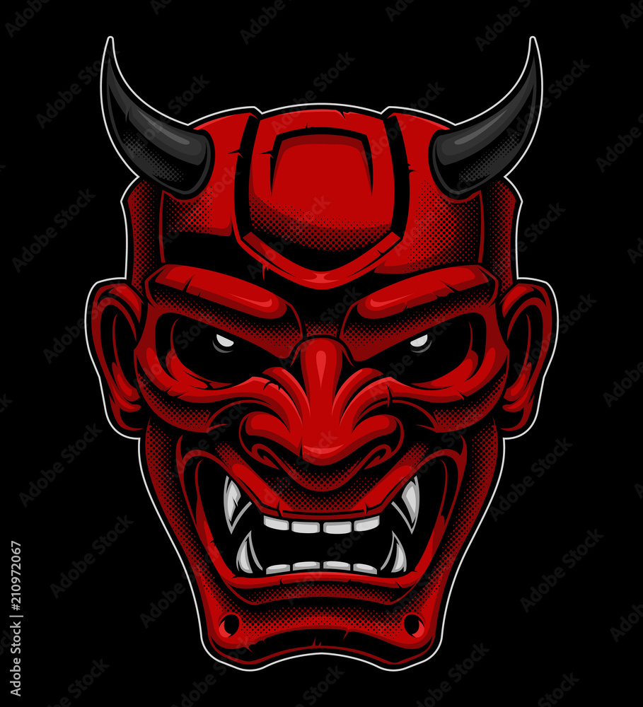 Japanese demon mask. Stock Vector | Adobe Stock