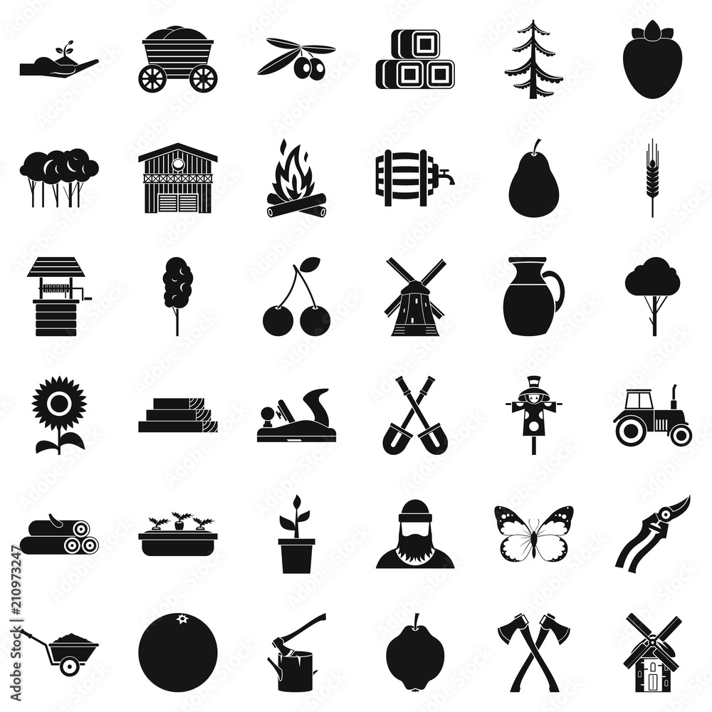 Farming icons set. Simple style of 36 farming vector icons for web ...
