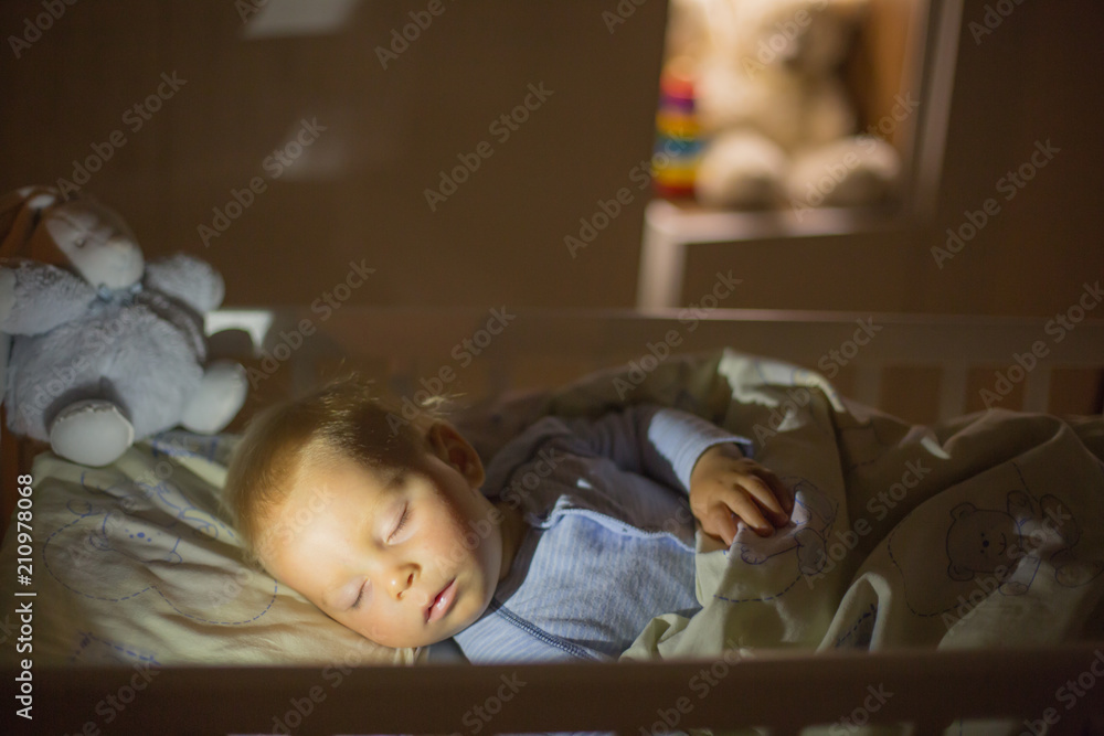 Baby Sleeping In Crib At Night