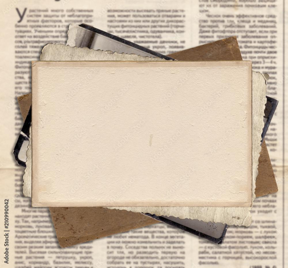 Vintage photos on the old newspaper texture Stock Photo | Adobe Stock
