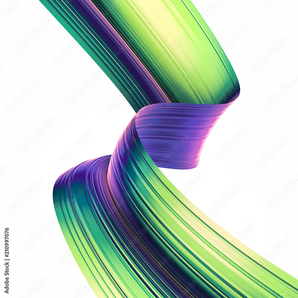 3D render abstract background. Colorful 90s style twisted shapes in ...