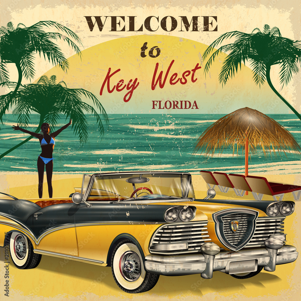 Welcome to Key West, Florida retro poster. Stock Vector | Adobe Stock
