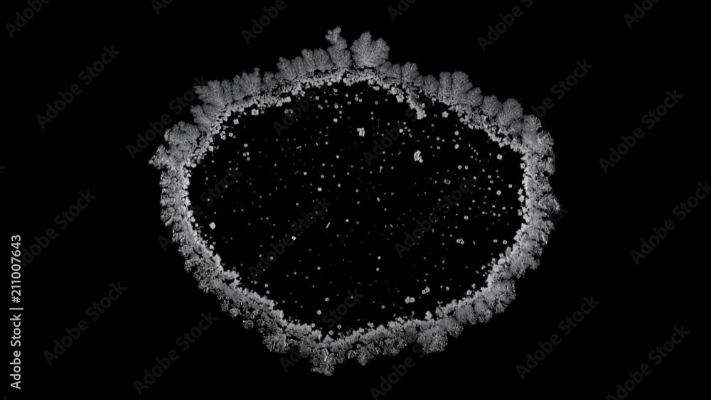 Drop drying with crystals growth. Sodium chloride. Time lapse of ...