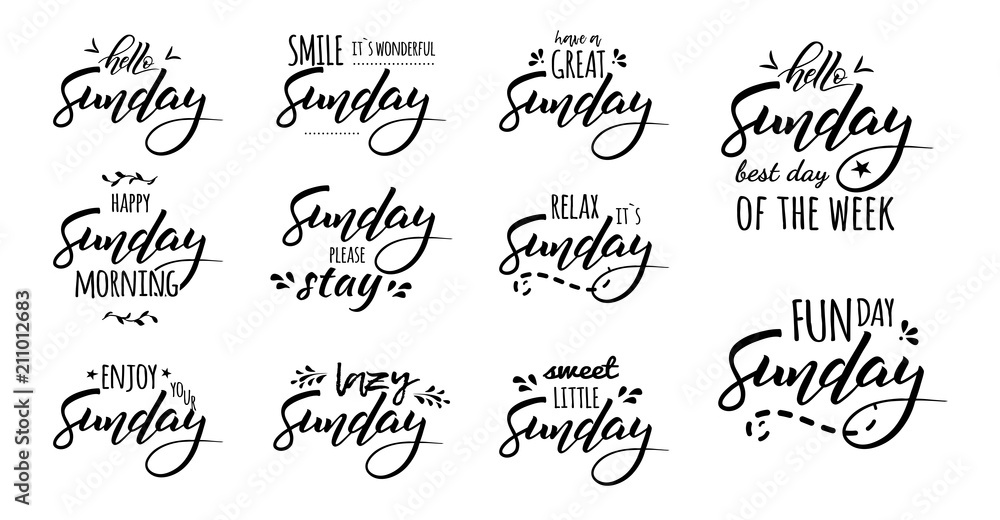 hello happy sunday lettering Stock Vector | Adobe Stock