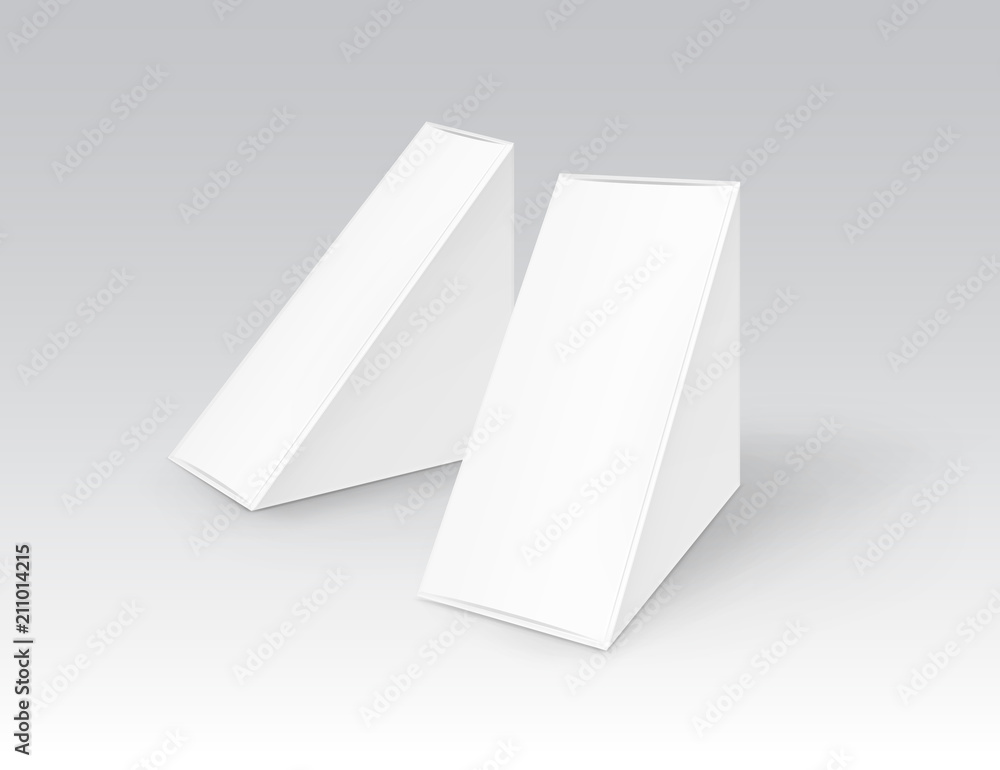 Vector Set of White Blank Cardboard Triangle Take Away Boxes Packaging ...