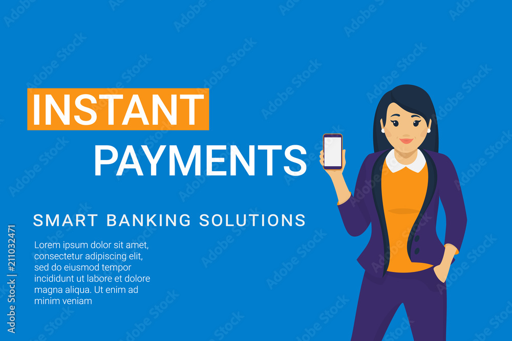 Instant payments mobile app for banking and online payments. Concept ...