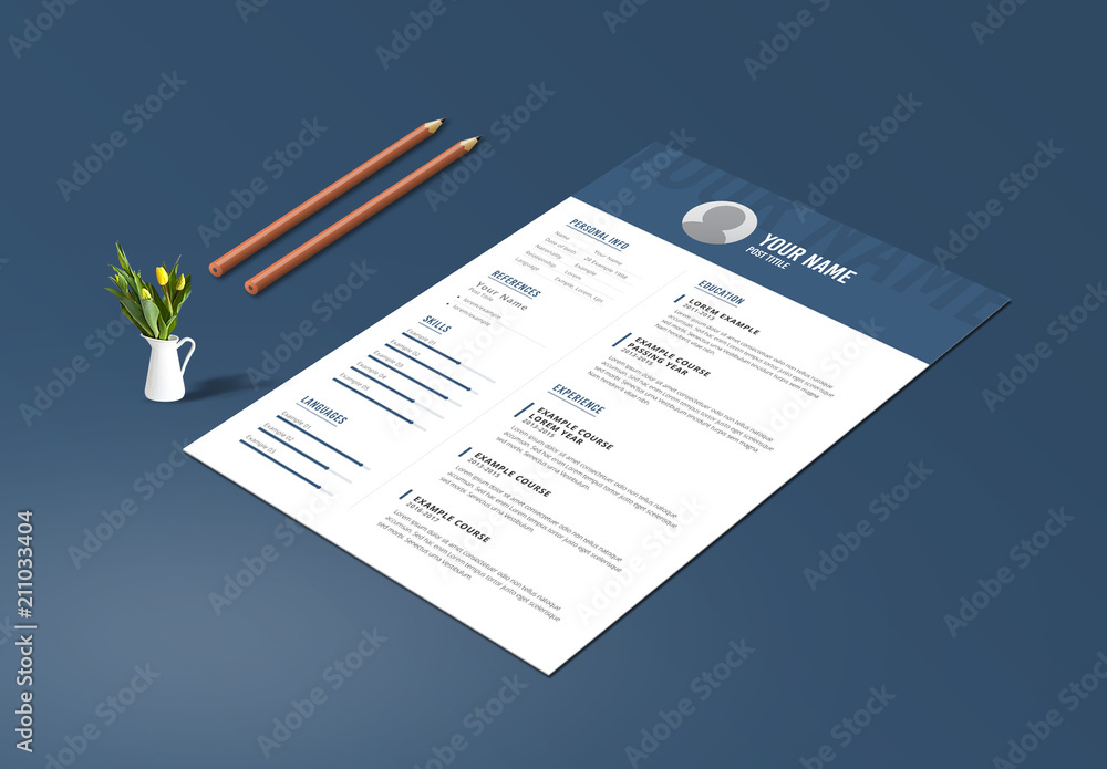 Dark Blue Resume Layout Stock Template | Adobe Stock