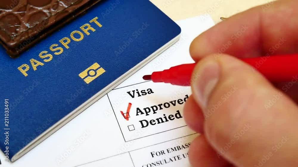 The decision to grant a visa. Pen voting approved in checkbox in blank ...