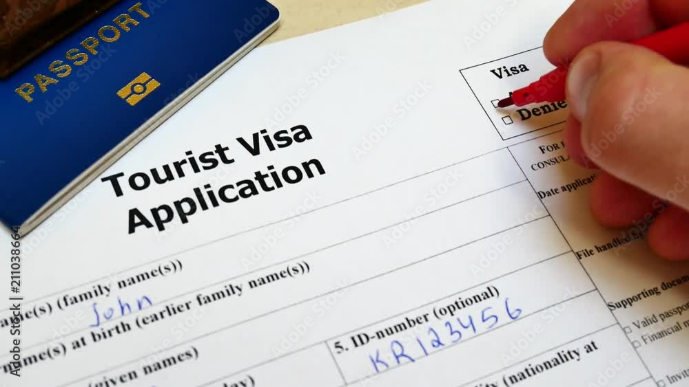 The decision to grant a visa. Pen voting approved in checkbox in blank ...