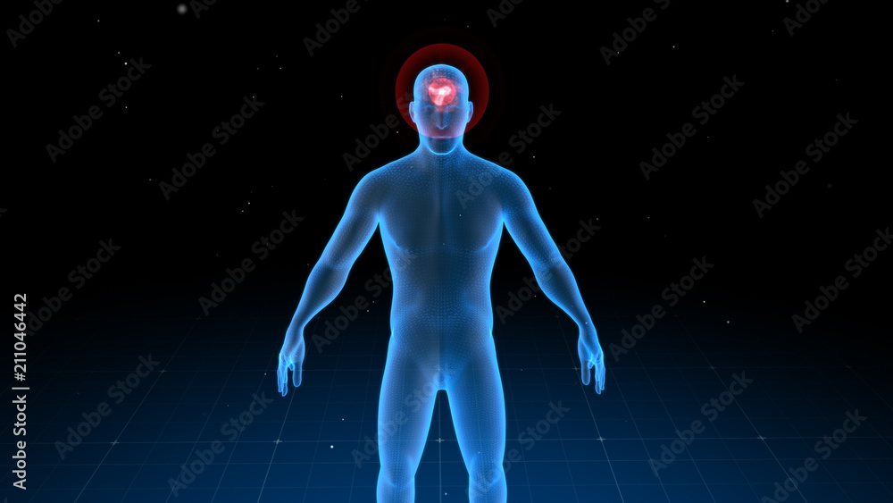 Digital human body with visible pain in different places, 3d ...