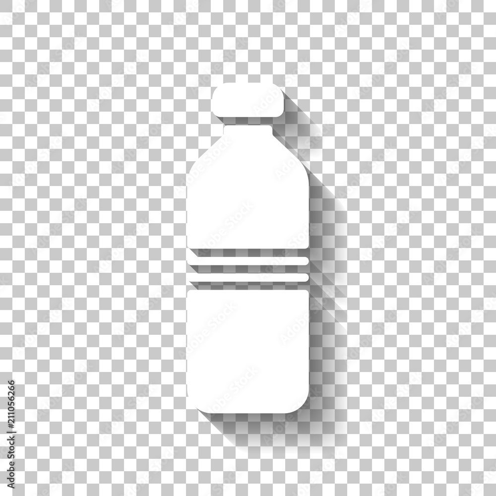 bottle of water, simple icon. White icon with shadow on transpar Stock ...
