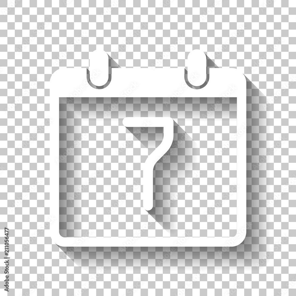 calendar with 7 day, simple icon. White icon with shadow on tran Stock ...